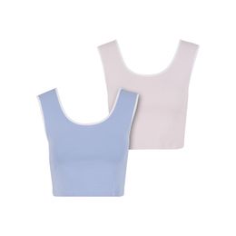 Urban Classics Damen T-Shirt "Urban Classics Ladies Contrast Cropped Top", blau, Gr. M, unifarben, 95% Baumwolle, 5% Elasthan, Shirts