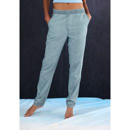 H.I.S. H.I.S Damen Jogger Pants, Gr. 36, blau, Obermaterial: 65% Lyocell, 35% Baumwolle, unifarben, Basic, Hosen, gerade geschnitten, in Denim Optik