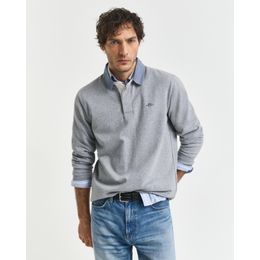 Gant Herren Langarm-Poloshirt "REG CHAMBRAY HEAVY RUGGER", grau, Gr. L, Jersey, Obermaterial: 100% Baumwolle, Shirts