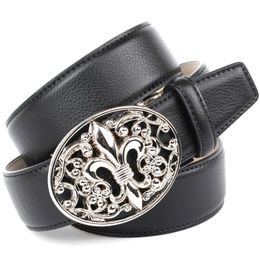 Anthoni Crown Damen Lederg&uuml;rtel, schwarz, Gr. 100, unifarben, Leder, G&uuml;rtel, mit Lilien Schlie&szlig;e