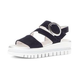 Gabor Damen Keilsandalette, Gr. 37, schwarz, Ziegenveloursleder, Schuhe, Plateau, Riemchensandale mit Keilabsatz
