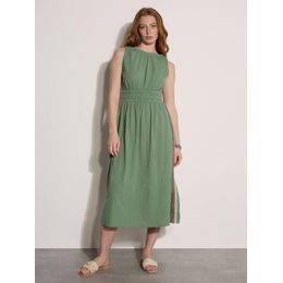 Apricot Damen Midikleid "Midi-Kleid mit H&auml;kelspitze und Smokarbeit", gr&uuml;n, Modern, Gr. 42, uni, gewebt, Obermaterial: 100% Baumwolle CO., Kleider,