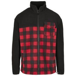 Urban Classics Herren Winterjacke "Urban Classics Herren Patterned Polar Fleece Track Jacket", rot, Gr. M, kariert, 100% Polyester, Jacken