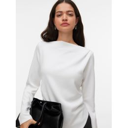 V&eacute;ro Moda VERO MODA Damen Langarmshirt "VMMILLE LS BOATNECK SHORT TOP JRS NOOS", wei&szlig;, Gr. S, unifarben, Jersey, Obermaterial: 53% Polyester, 42% Viskose, 5%