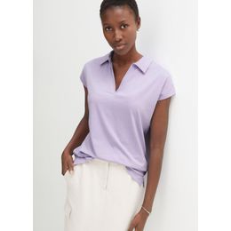 bonprix Damen T-Shirt, lila, Gr. 40, unifarben, Jersey, Obermaterial: 95% Baumwolle, 5% Elasthan, Shirts, Regular Fit Passform, Kurzarm, offener