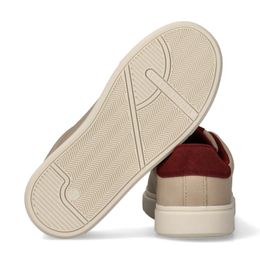 Tommy Hilfiger Jungen Sneaker, Gr. 40beige, bordeauxrot, Lederimitat, Schuhe, Schn&uuml;rer, Halbschuh, Kinderschuh mit Kontrastbesatz an der Ferse