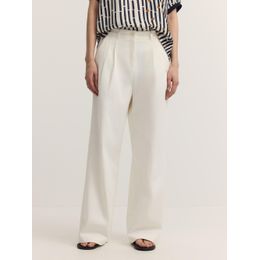 Bugatti Damen Chinohose "Gerader Beinverlauf", wei&szlig;, Gr. 40, unifarben, 55% Baumwolle, 42% Polyester, 3% Elasthan, Hosen, mit doppelter Bundfalte