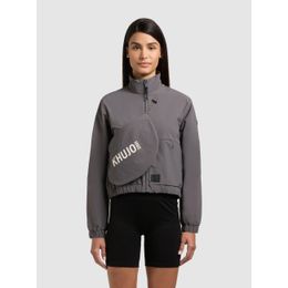 Khujo Damen Blouson "LEITZI WITH BAG", grau, Gr. XS, Crinkleoptik, Web, 100% Nylon, Jacken