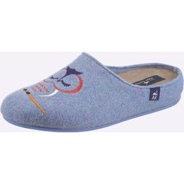 Casual Looks Damen Pantoffel, Gr. 38, blau, Filz, Schuhe