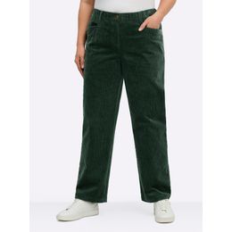 sheego Damen Cordhose, gr&uuml;n, Gr. 46, unifarben, 98% Baumwolle, 2% Elasthan, Hosen