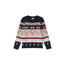 s.Oliver JUNIOR Jungen Weihnachtspulloverdunkelblau, grau, Gr. 128, Strick, Obermaterial: 52% Viskose, 28% Polyester, 20% Polyamid, Pullover, mit