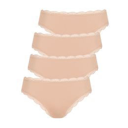 LISCA Damen Slip "4er Pack Damen Slip Everyday", Gr. XL, beige, Obermaterial: 75% Baumwolle CO. 15% Polyamid PA. 10% Elasthan EL., Unterhosen