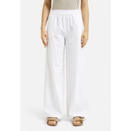 Milano Italy Damen Schlupfhose, wei&szlig;, Gr. 36, unifarben, Web, Material: 50% Baumwolle, 50% Leinen, Hosen, mit Elastikbund