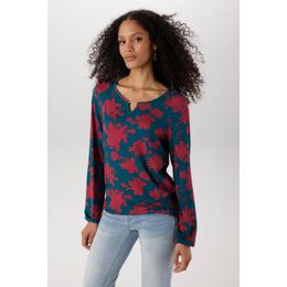 Damen Langarmshirt, bunt, Gr. 40, Aniston SELECTED, bedruckt, gebl&uuml;mt, gemustert, Single Jersey, Obermaterial: 95% Viskose, 5% Elasthan, Shirts, mit