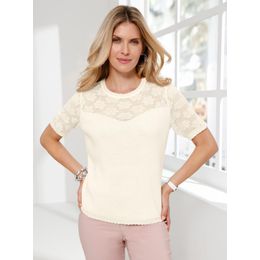 Classic Basics Damen Ajourpullover "Ajour-Pullover", beige, Gr. 52, unifarben, 100% Polyacryl, Pullover