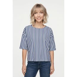 RICHROYAL Damen Blusentop, blau, Gr. 42, gestreift, Web, Obermaterial: 100% Baumwolle, Blusen, Regular fit mit Streifenmuster