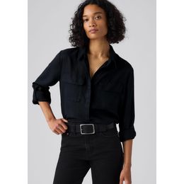 Levi's LEVI'S Damen Hemdbluse, schwarz, Gr. XS, Web, Obermaterial: 100% Lyocell, Blusen, Krempel&auml;rmel mit Riegel