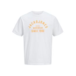 Jack & Jones JACK & JONES Herren Rundhalsshirt "JPRBLUTHOR SS TEE FST", wei&szlig;, Gr. M, bedruckt, Jersey, Obermaterial: 100% Baumwolle, Shirts, Baumwolle, regular fit