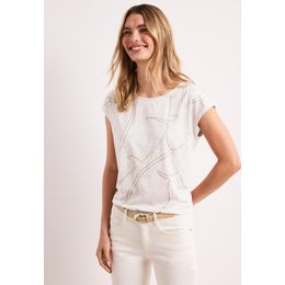 Street One Damen Rundhalsshirt, wei&szlig;, Gr. 44, gemustert, Stoff, 65% Polyester, 35% Viskose, Shirts, mit Rundhalsausschnitt