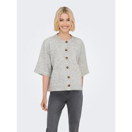 Only Damen Strickjacke "ONLCAMILLA S/S CARDIGAN KNT NOOS", grau, Gr. L, unifarben, Strick, Obermaterial: 74% Polyacryl, 24% Polyester, 2% Elasthan,