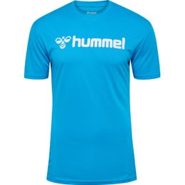 Hummel Trainingsshirt "hmlLOGO JERSEY S/S", blau, Gr. XL, Obermaterial: 100% Polyester, Shirts, mit Rundhalsausschnitt, Kurzarm-Design, schnell