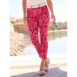 Inspirationen Damen Webhose, rot, Gr. 40, bedruckt, gemustert, mehrfarbig, 77% Viskose, 19% Polyamid, 4% Elasthan, Hosen