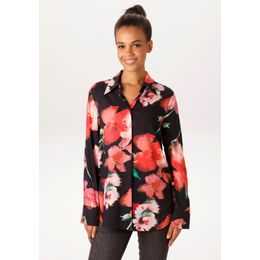 Aniston CASUAL Damen Hemdbluse, bunt, Gr. 42, bedruckt, gebl&uuml;mt, Web, Obermaterial: 100% Viskose, Blusen, mit farbenfrohen Batik-Bl&uuml;ten bedruckt