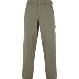 Urban Classics Herren Stoffhose "Urban Classics Herren Twill Double Knee Pants", gr&uuml;n, Gr. 30, unifarben, 100% Baumwolle, Hosen