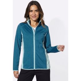 Damen Laufjacke, blau, Gr. 56, meliert, unifarben, 90% Polyester, 10% Elasthan, Jacken