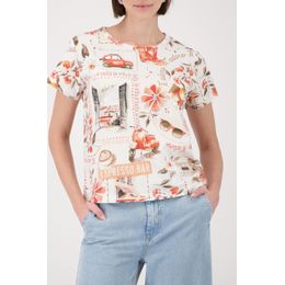 monari Damen T-Shirt "Shirt Italydruck Allover", bunt, Gr. 38, gemustert, Web, Obermaterial: 100% Baumwolle, Shirts, Regular fit mit Italienprint