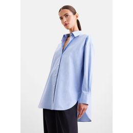 Seidensticker Damen Hemdbluse, blau, Gr. 44, unifarben, 100% Baumwolle, Blusen, 1/1 Kragen Uni