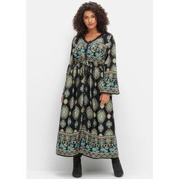Damen Maxikleid "Maxikleid", schwarz, Gr. 56, sheego by Joe Browns, gemustert, 100% Viskose, Kleider