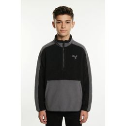 Puma M&auml;dchen Sweatshirt "ESS ELEVATED WINTERIZED RELAXED HALF-ZIP", schwarz-wei&szlig;, Gr. 140, Fleece, Obermaterial: 100% Polyester, Sweatshirts, mit