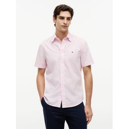 Tommy Hilfiger Herren Kurzarmhemd "FLEX POP CLASSIC STP S/S SHIRT", rosa, Gr. S, gestreift, Web, Obermaterial: 100% Baumwolle, Hemden