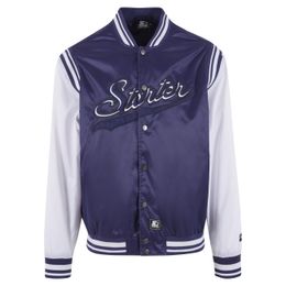 Herren Collegejacke "Starter Black Label Starter Satin College Jacket", blau, Gr. M, STARTER Black Label, 100% Polyamid, Jacken
