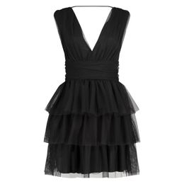 Nicowa Damen Cocktailkleid "STELLOWA", schwarz, Gr. 42, uni, Obermaterial: 100% Polyester PES. Futter: 96% Polyester PES. 4% Elasthan EL. 96%