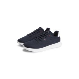 Tommy Hilfiger Herren Sneaker "LIGHTWEIGHT RUNNER KNIT", Gr. 46, blau, Synthetik, Textil, unifarben mit Farbeinsatz, Basic, Schuhe, Freizeitschuh,