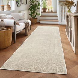 Teppich OTTO HOME, B:80cm H:9mm L:300cm, beige, Kunstfaser, Wohnzimmer, Teppiche, "Selin", dezenter Glanz, Schrumpf-Garn-Effekt, im Vintage-Look,