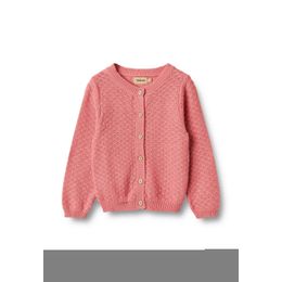 Wheat M&auml;dchen Strickjacke "Wheat Knit Cardigan Maia", rosa, Gr. 116, unifarben, 100% Baumwolle (Bio), Strickjacken