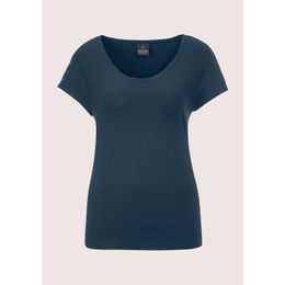 Madeleine Mode MADELEINE Damen Kurzarmshirt "Jerseybluse Elegantes Viskose-Oberteil", blau, Modern, Gr. 34, Obermaterial: 95% Viskose CV. 5% Elasthan EL., Shirts,