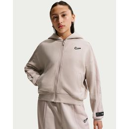 Nike Sportswear M&auml;dchen Sweatshirt "Nike Sportswear Big Kids' (Girls') Fleece Long-Sleeve Top", beige, Gr. L, Obermaterial: 79% Baumwolle, 21%