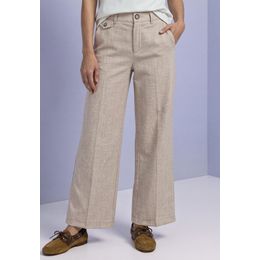 Street One Damen Stoffhose, beige, Gr. 34, meliert, Web, Obermaterial: 73% Polyester, 22% Viskose, 5% Elasthan. Futter: 100% Polyester, Hosen, im