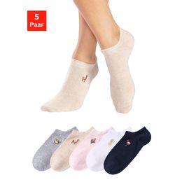 H.I.S. H.I.S Damen Sneakersocken "Damen, Kinder Sneaker Socken bestickte Sommerliche Baumwollsocken", Gr. 39, blau, Baumwollmischung, mit Stickerei,