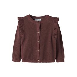 name it M&auml;dchen Strickjacke "NMFABINNE LS KNIT CARD NOOS", braun, Gr. 80, Strick, Obermaterial: 74% Baumwolle, 18% Polyester, 8% metallisierte