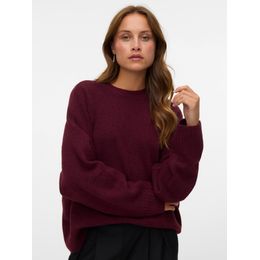 V&eacute;ro Moda VERO MODA Damen Strickpullover "VMBOOM LS O-NECK PULLOVER GA NOOS", rot, Gr. XS, meliert, Strick, Obermaterial: 85% Polyester, 7% Polyacryl, 5%