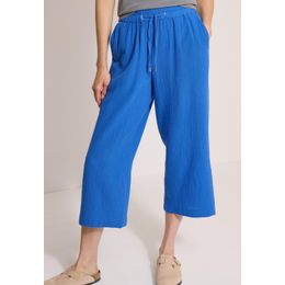 Cecil Damen Stoffhose, blau, Gr. S, unifarben, Web, 100% Baumwolle, Hosen, High Waist