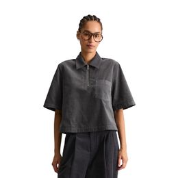 Marc O'Polo Damen Kurzarmbluse "aus Organic Cotton", grau, Gr. M, MARC O'POLO DENIM, unifarben, Obermaterial: 100% Baumwolle, Blusen