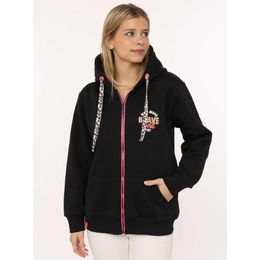 Zwillingsherz Damen Kapuzensweatjacke ""Brave Spirit"", schwarz, Gr. L, angeraute Sweatware, Obermaterial: 50% Baumwolle, 50% Polyester, Sweatjacken,