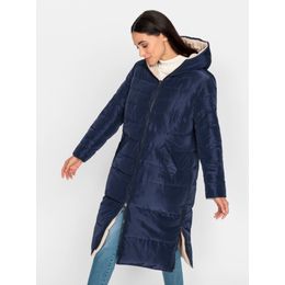 Heine Damen Steppmantel, blau, Gr. 50, unifarben, unifarben mit Farbeinsatz, unifarben mit Farbeins&auml;tzen, 100% Polyester, Wattierung:100% Polyester,