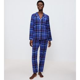 Triumph Damen Schlafanzug "Boyfriend PW 01 X Checks", Gr. 46, blau, Flanell, Obermaterial: 100% Baumwolle, Homewear-Sets, bequem und stilvoll